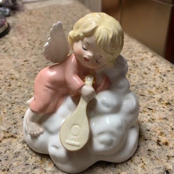 Accents | Enesco Ceramic Sleeping Angel Cherub Musical Figurine | Poshmark